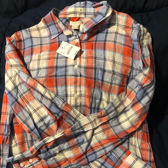 J. Crew | Tops | Nwt Jcrew Plaid Cotton Shirt | Poshmark